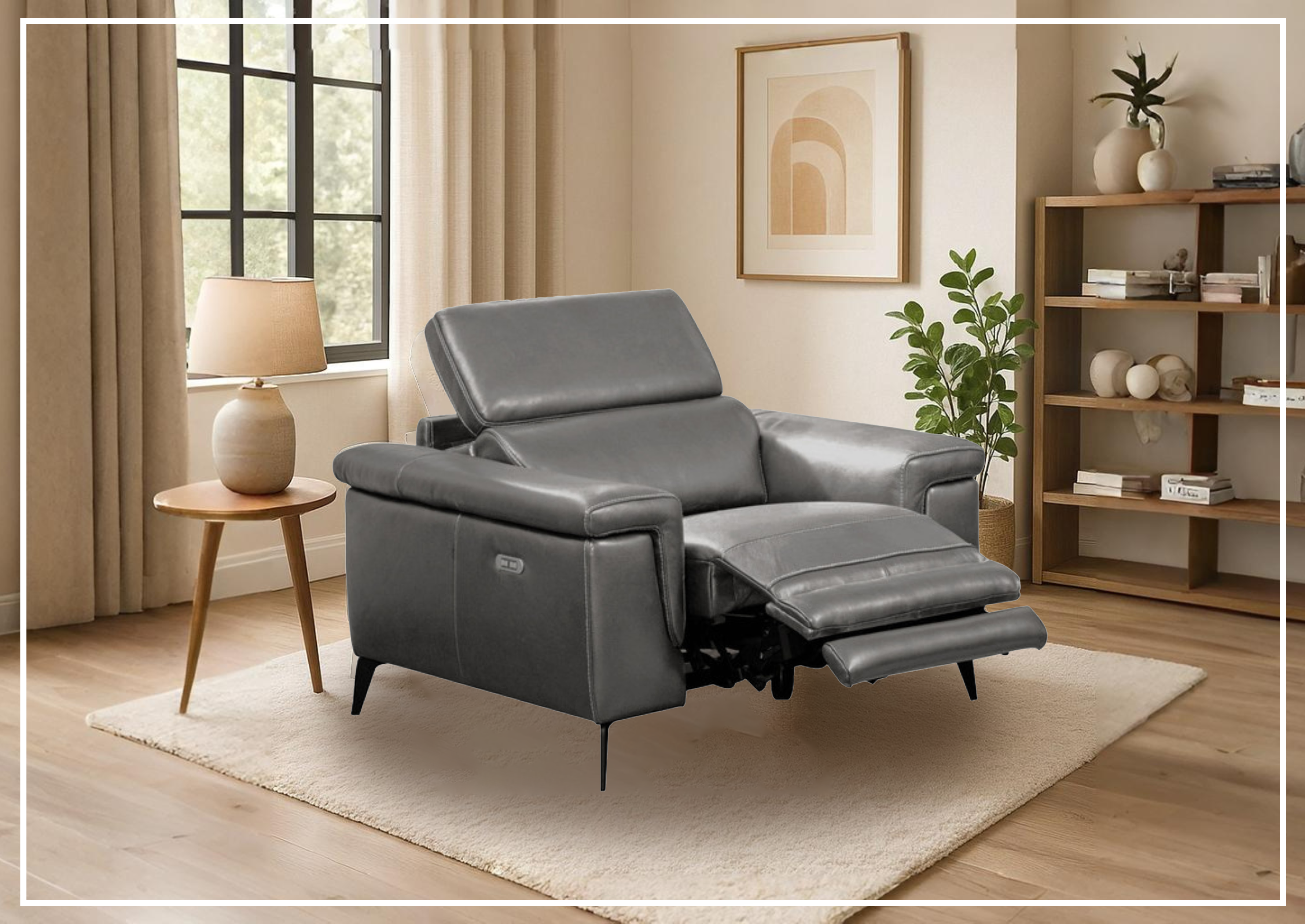Gio Italia Hendrix Power Leather Chair with Adjustable Ratchet Headres ...