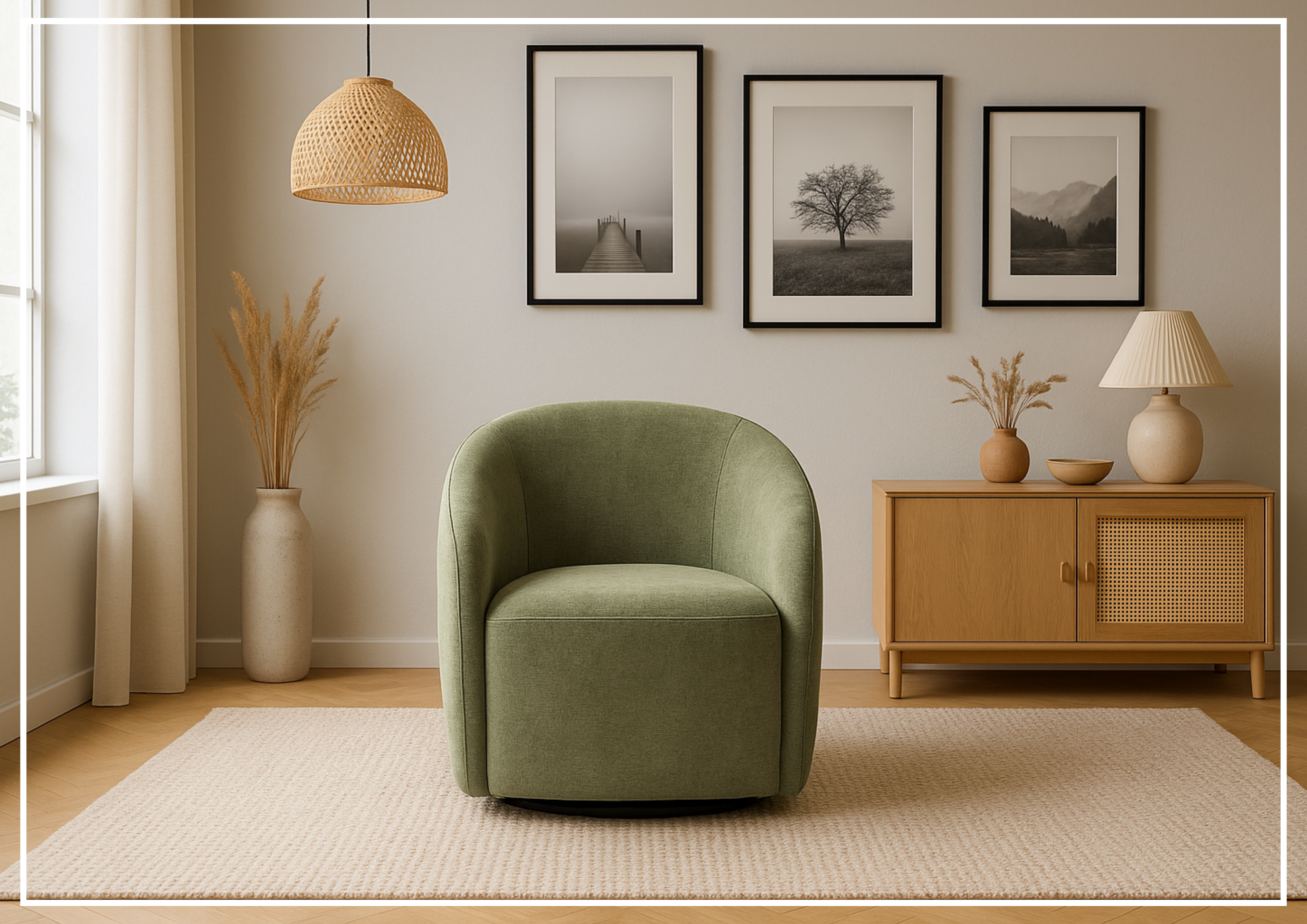 Luonto Regalia Polyester Accent Chair with 360° Swivel Base - Sofabed ...